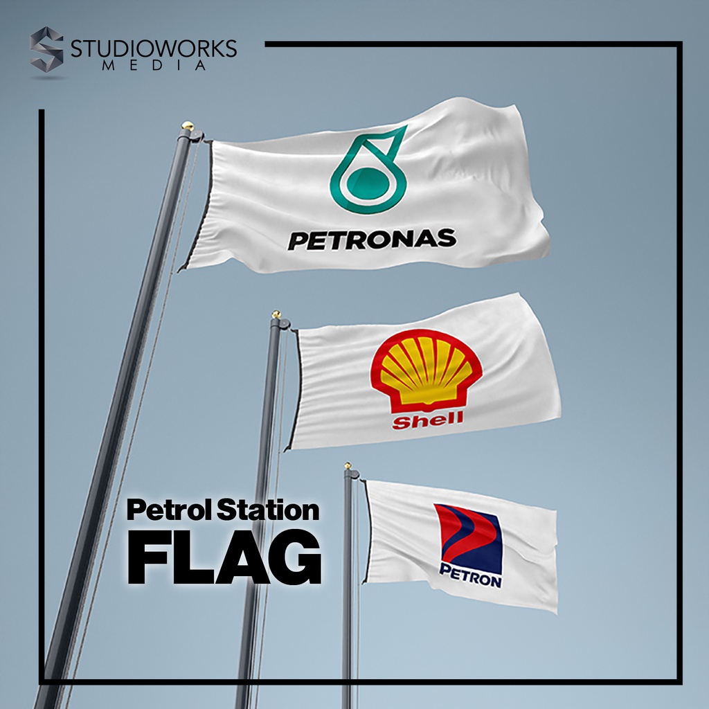 Flag Petrol Station PETRONAS SHELL PETRON CALTEX BHP Bendera Stesyen ...