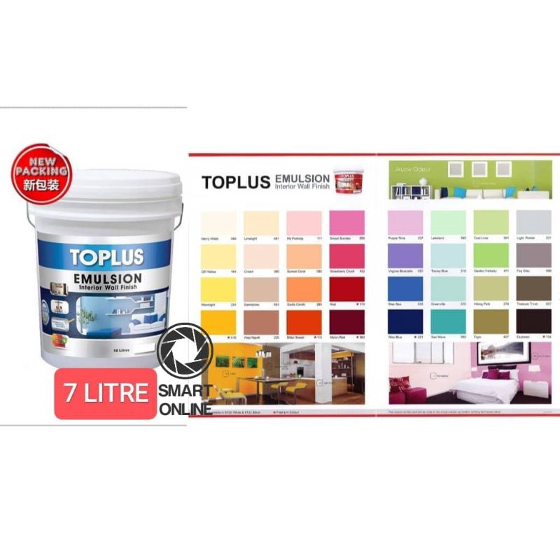 7LITER SMART PAINTS TOPLUS EMULSION PAINT CAT KAPUR / SATU ORDER SATU ...