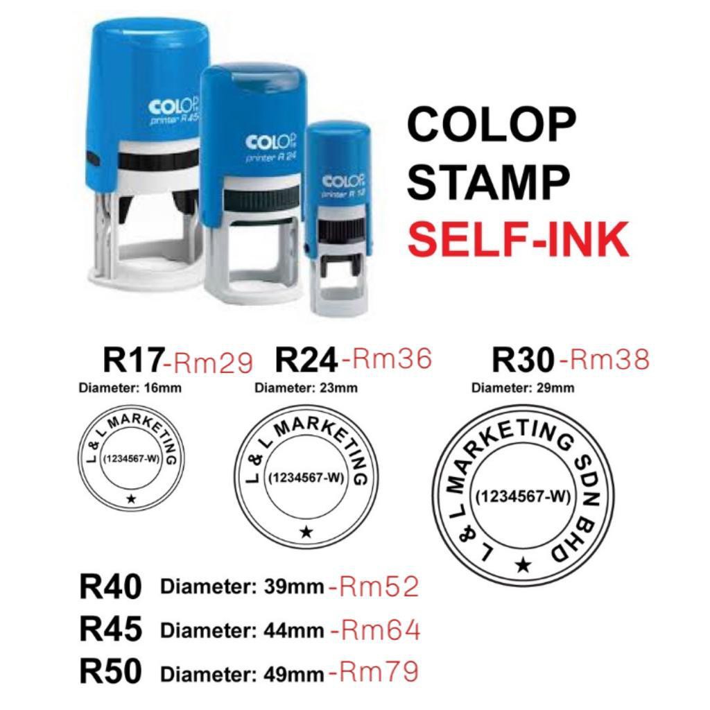 COLOP Round Self-Inking Rubber Stamp COP BULAT R17|R24|R30|R40|R | Shopee Malaysia