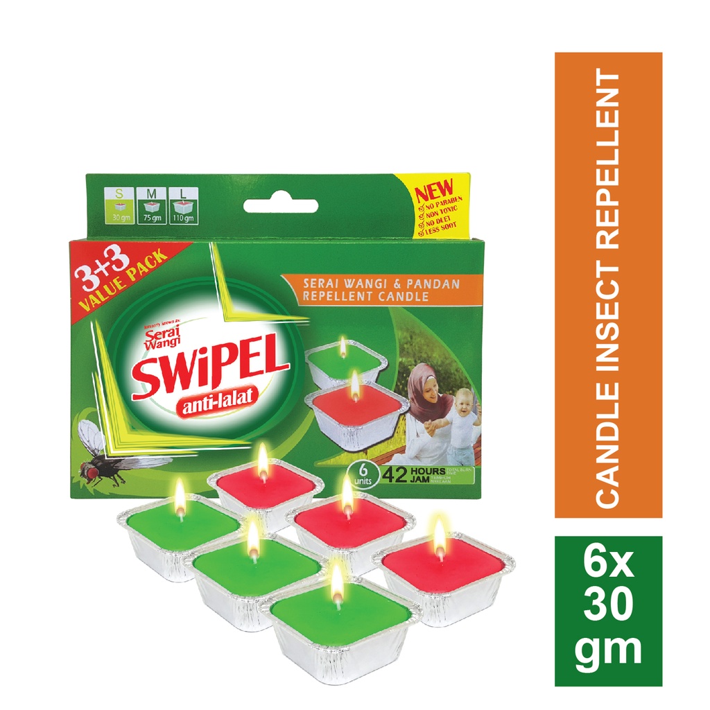 SWiPEL® Lilin Combo(3x Pandan + 3x Serai Wangi) 30g x 6 Pcs | Shopee ...