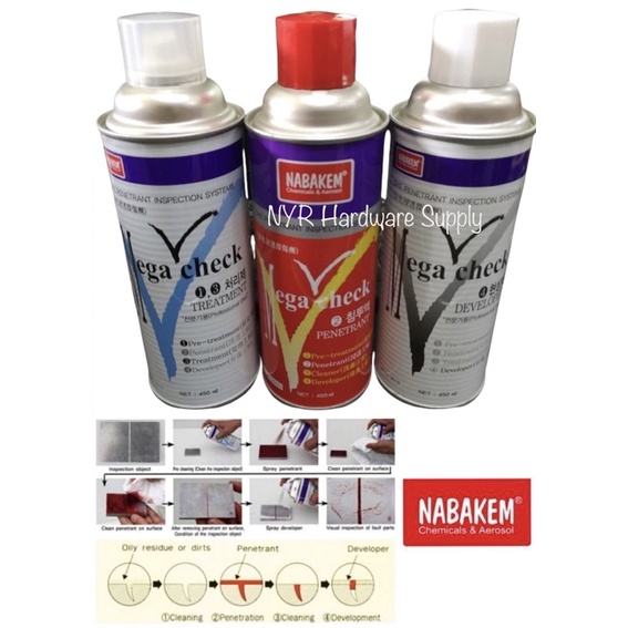 NABAKEM Mega Check Dye Penetrant 450ml Treatment / Penetrant ...