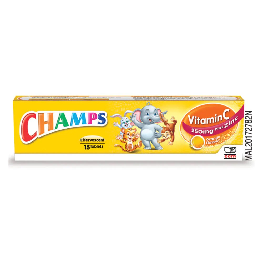 Champs Vitamin C 250mg Plus Zinc Effervescent 15's | BeeCost
