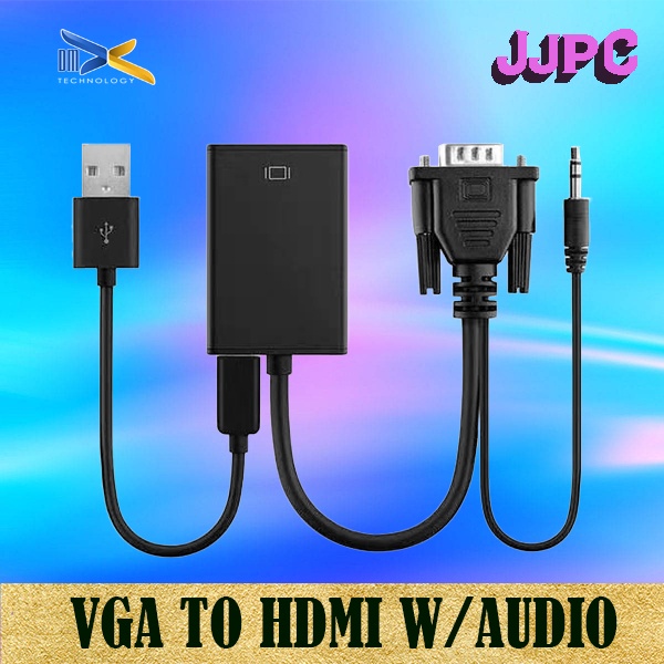 VGA to HDMI with Audio and Power VGA Male to HDMI Female Adapter ...