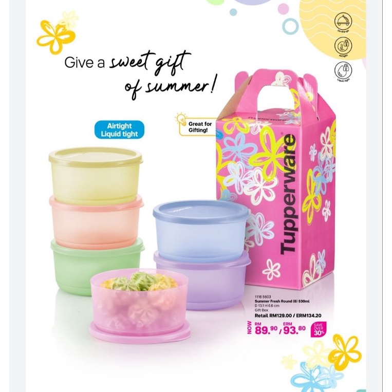 Tupperware Summer Fresh Round Set 530ml(6pcs) | Shopee Malaysia