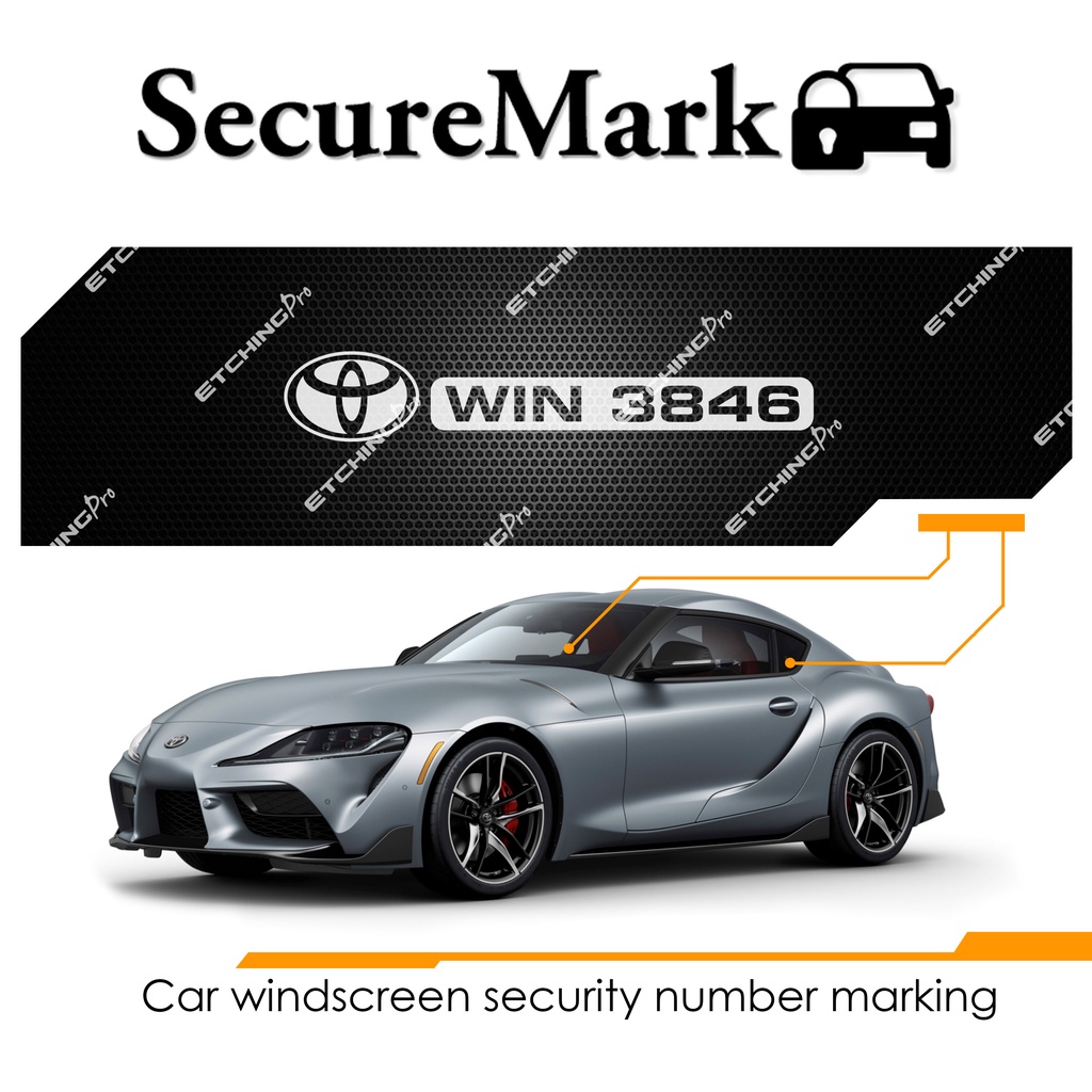 Toyota Logo SecureMark car security marking sand blasting glass ...