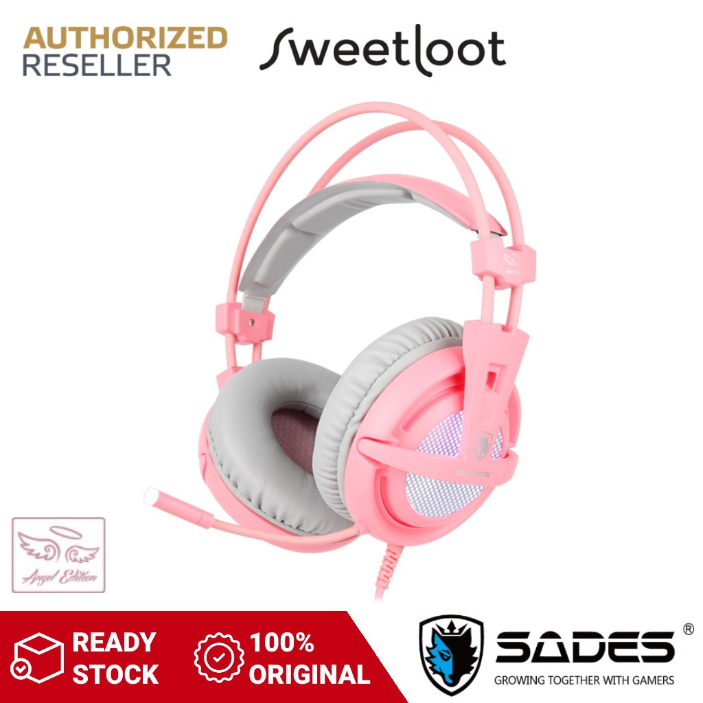 SADES A6 Angel Edition Pink USB Gaming Headphone Over Ear Headset Game ...