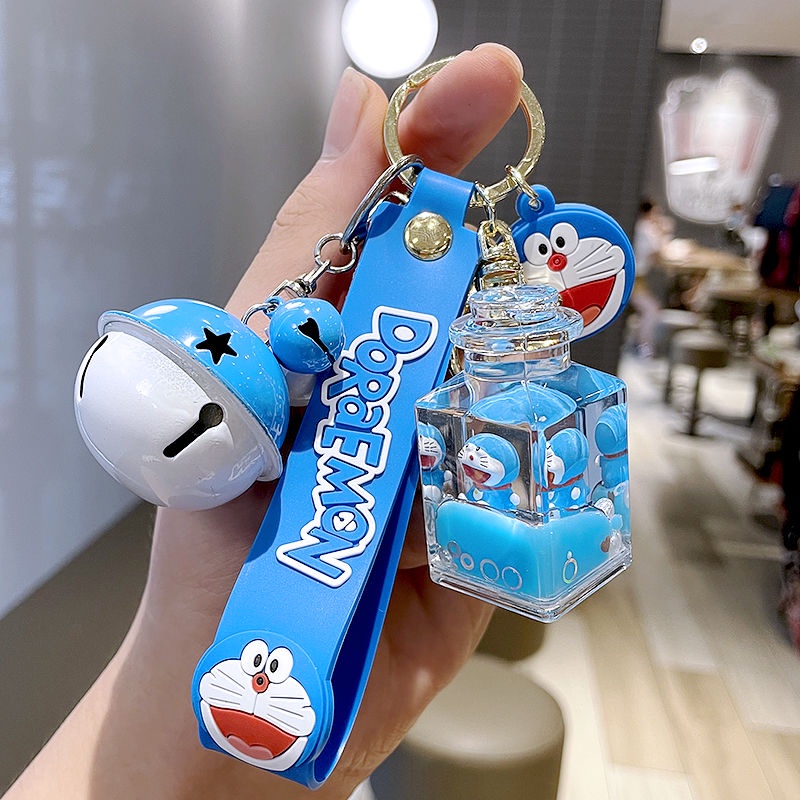 Cute Doraemon Blue Crystal Keychain Cartoon Ice Cream Jingle Cat ...