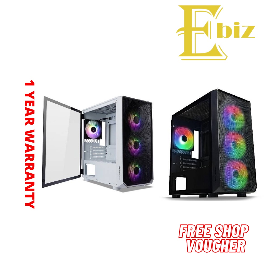 TECWARE FORGE M OMNI ARGB MESH MICRO ATX TG CASING WITH 4 UNITS 12CM 3 ...