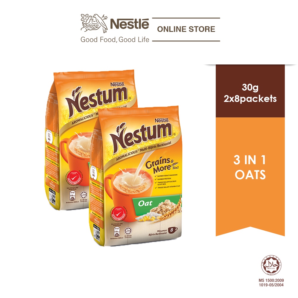 NESTLE NESTUM Grains & More 3in1 Oats 8 Packets 30g x 2 packs | Shopee ...
