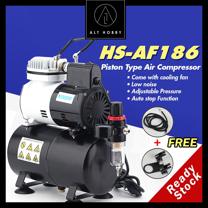 HSENG AF186 Mini Air Compressor With Fan/ Low Noise Hobby Airbrush ...