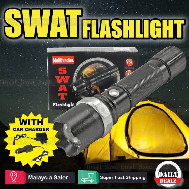 Multifunction SWAT Zoom Flashlight/Torchlight Rechargeable/Lampu Suluh ...