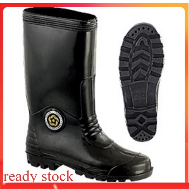 KORAKOH HIGH QUALITY SAFETY SHOES BLACK PLASTIC RUBBER BOOTS 6000 | Shopee Malaysia