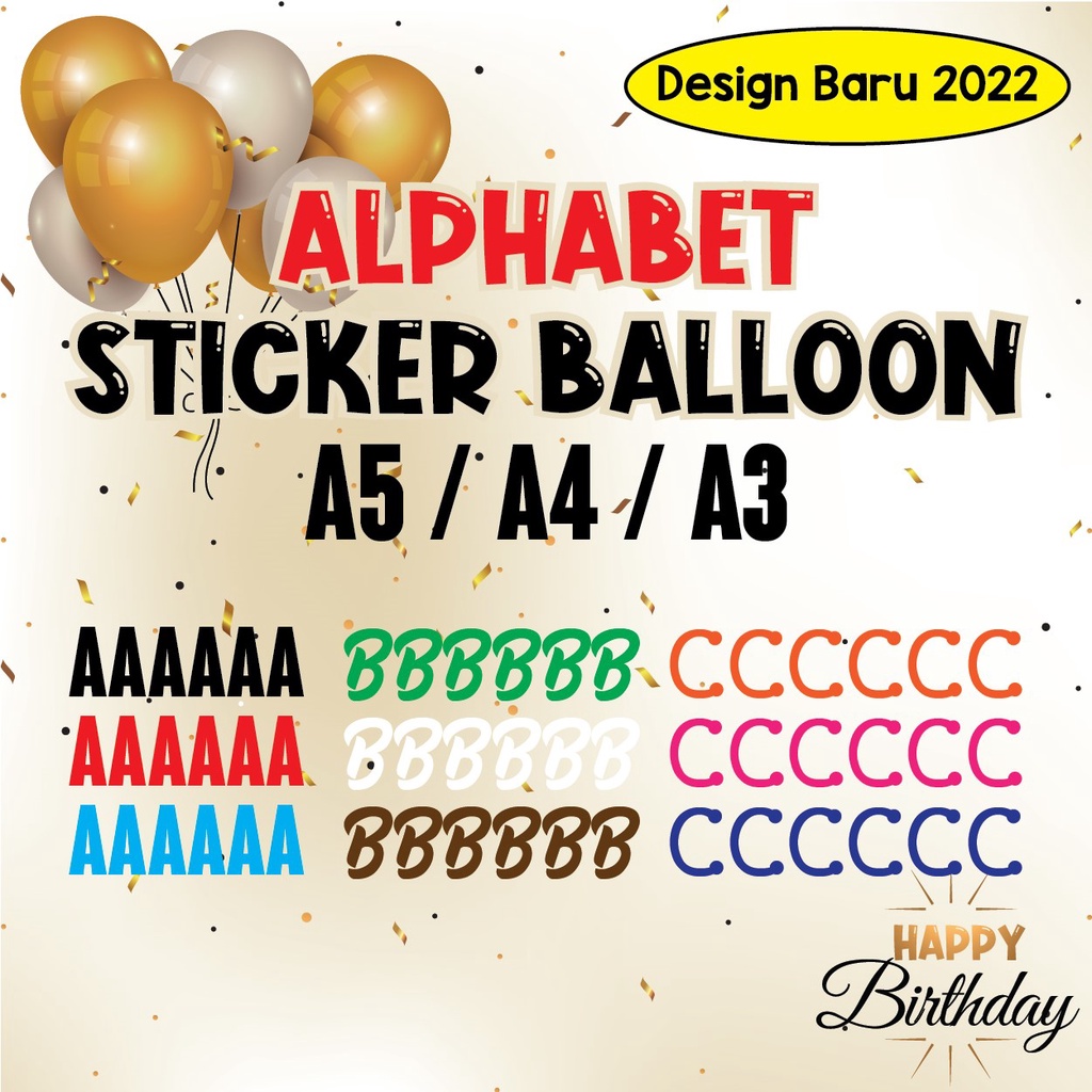 STICKER ALPHABET / ABJAD BALLON MURAH | Shopee Malaysia