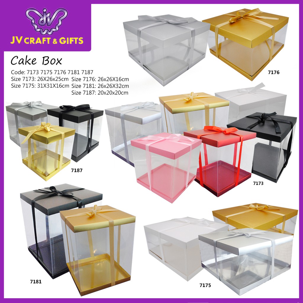 Cake Box with Ribbon / Kotak Kek dengan Riben / Kotak Hantaran ...