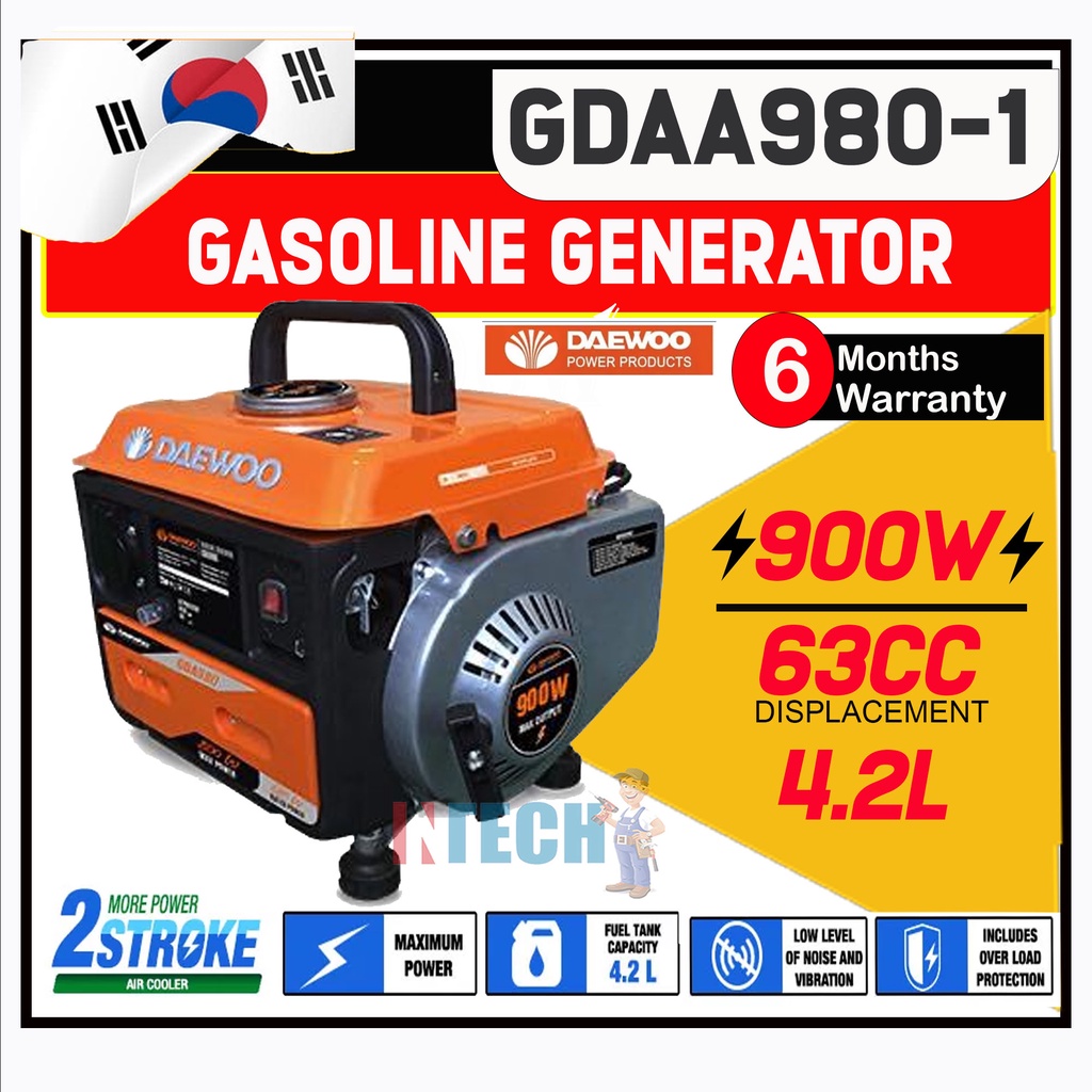 DAEWOO GDAA980-1 GASOLINE GENERATOR 900W / 63CC ( GDAA9801 ) | Shopee ...