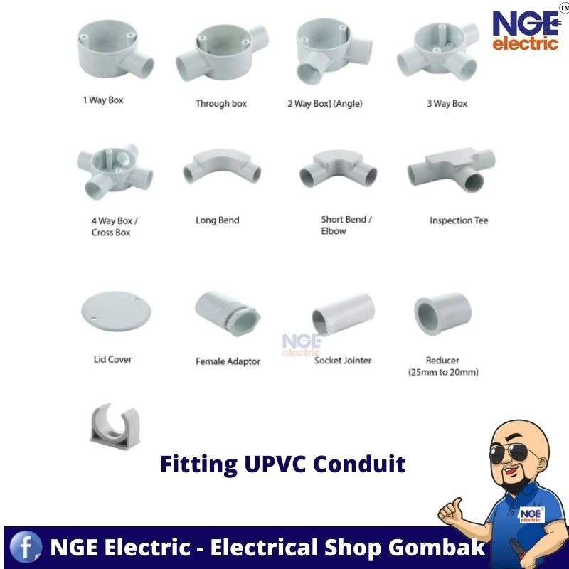 Fitting Aessories PVC Conduit White 20mm 25mm Wiring Fitting | Shopee ...