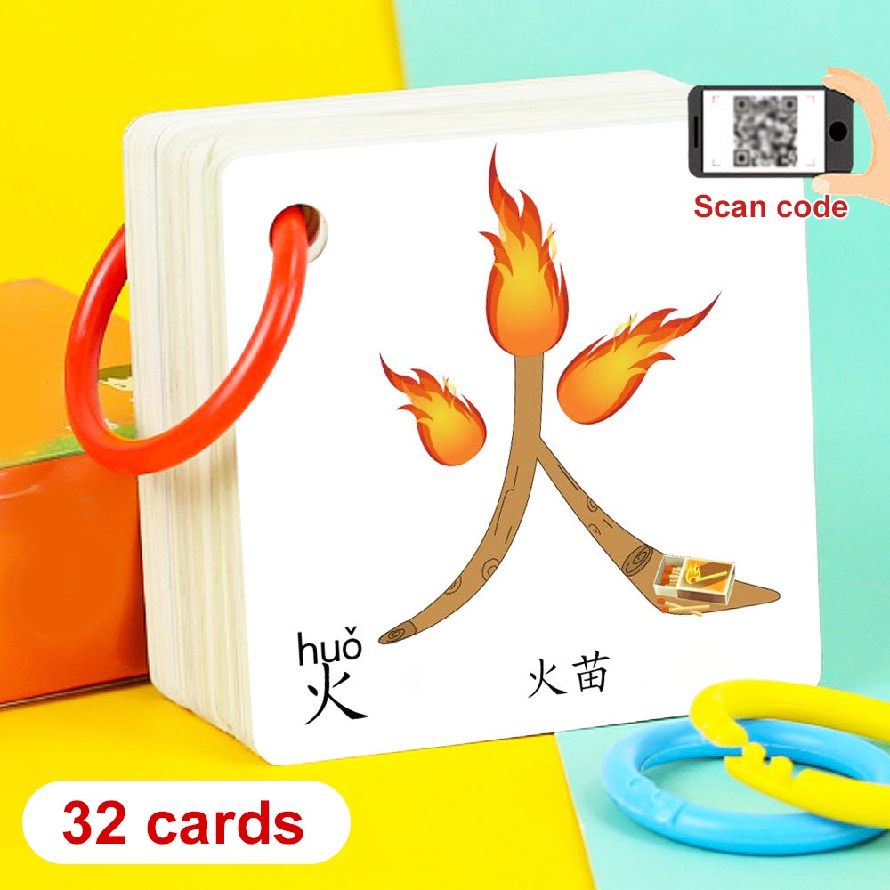 Learning Chinese Words with Pinyin Language Flash Cards Kids Baby ...