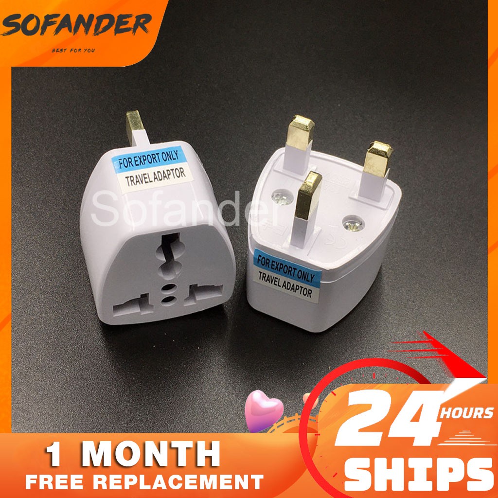 3 Pin Conversion Plug Universal 2 & 3 Pin Multi Plug Adapter British ...