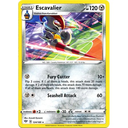 Escavalier / 124/189 / Rare / Sword & Shield Darkness Ablaze Pokemon ...