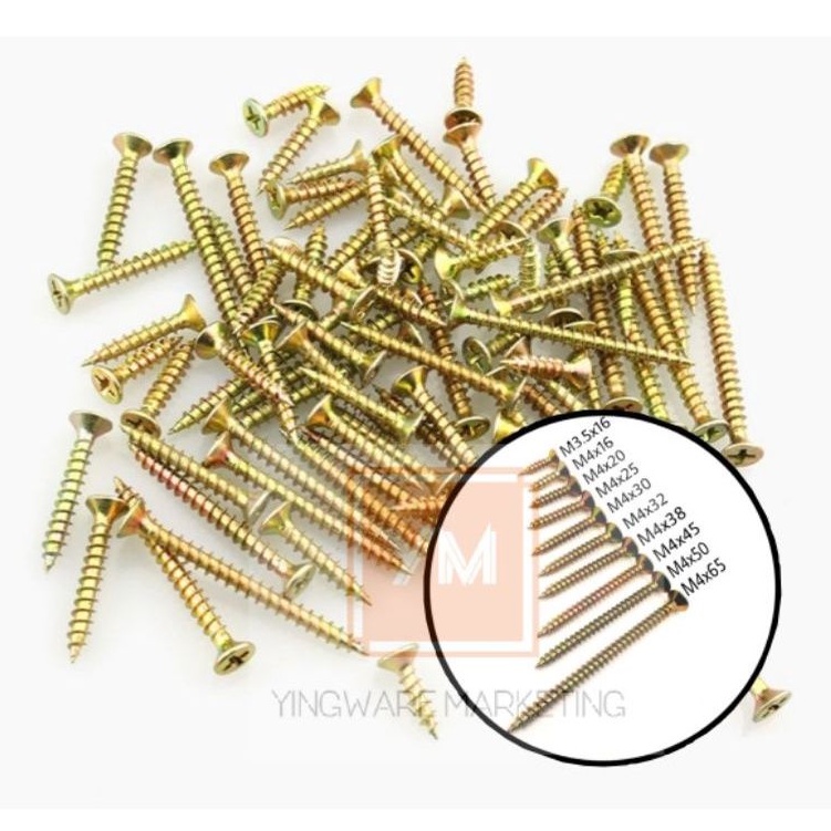 M4 chipboard screw countersunk wood skru kayu | Shopee Malaysia