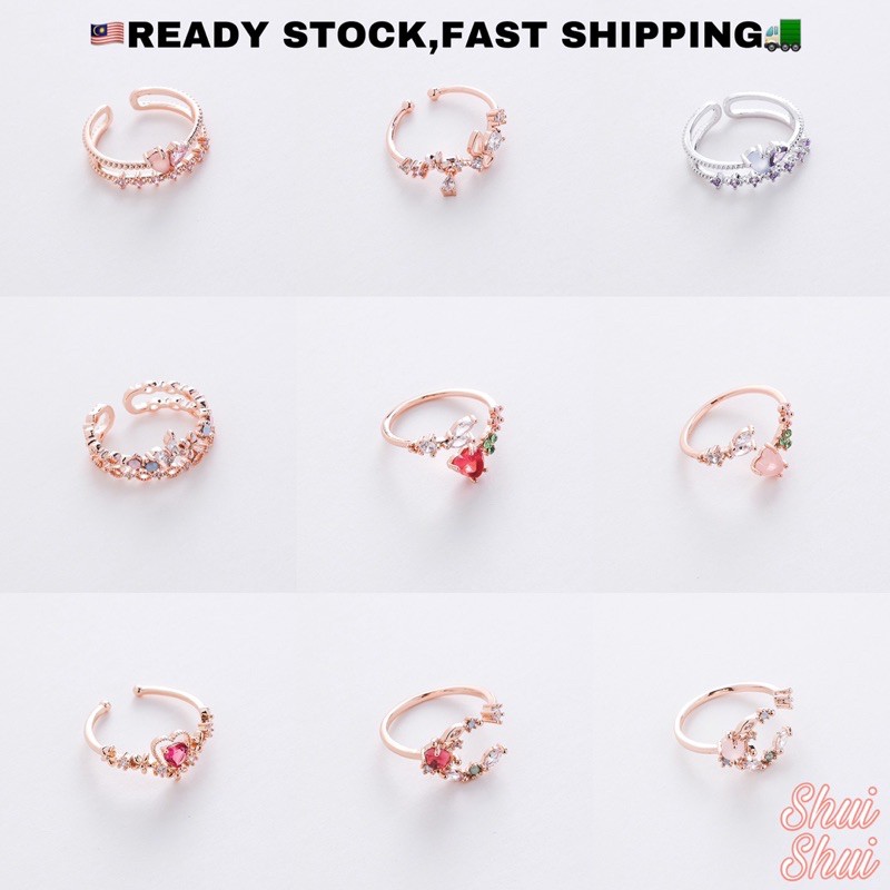 🇲🇾𝙍𝙚𝙖𝙙𝙮 𝙎𝙩𝙤𝙘𝙠 💖 Sweet Elegant Korean Style Women Adjustable Ring Cincin ...