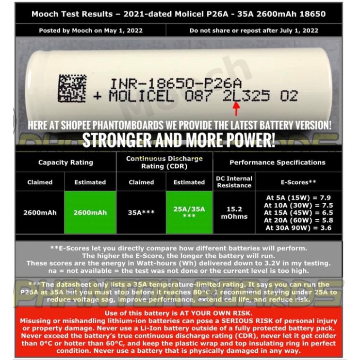 🔥[FLAT/BUTTON TOP] ORIGINAL Molicel P28A & P26A 2800mAh/2600mAh 35A ...