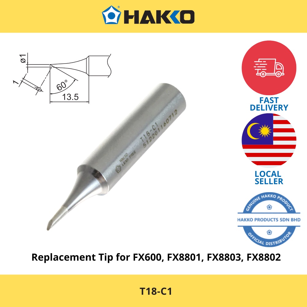 HAKKO SOLDERING TIP T18-C1 SHAPE-1C | HAKKO PRODUCTS T18 SOLDERING STATION REPLACEMENT TIP ...