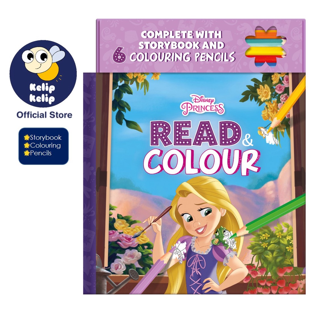 Disney Princess Rapunzel Read & Colour Story Book For Kids With 6 ...
