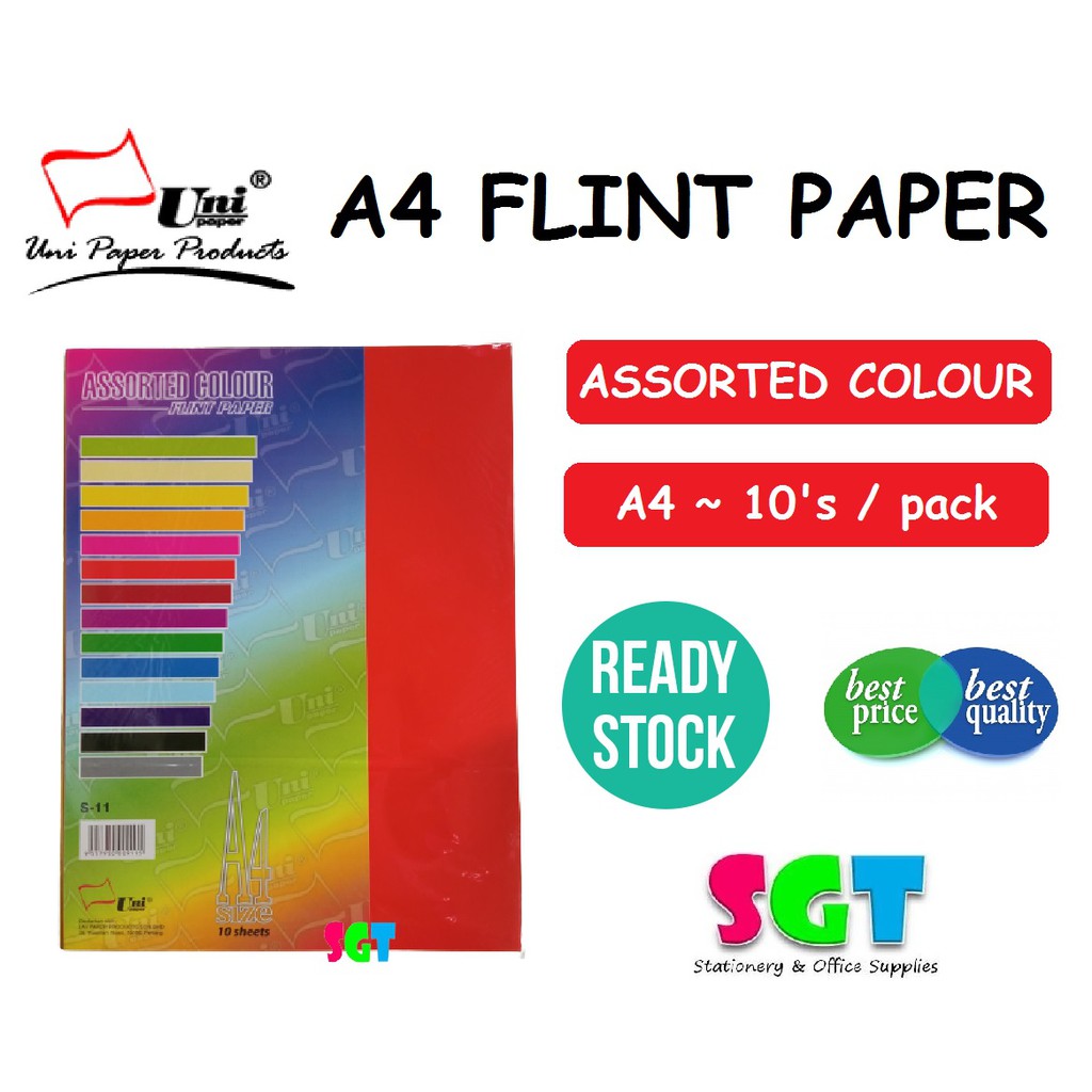 UNI A4 Colour Flint Paper 10 Sheets/Pack (S-11) | Shopee Malaysia