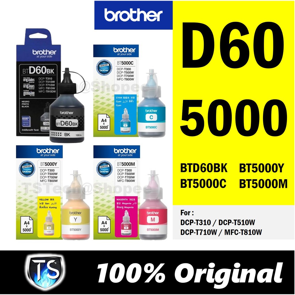 Brother BT D60 BK Black BT 5000 C M Y Color Cyan Magenta Yellow T310 ...