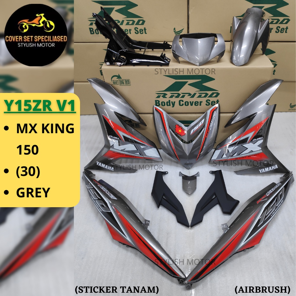 (STICKER TANAM/AIRBRUSH) RAPIDO COVER SET Y15 Y15ZR V1/V2 MX KING-150 (30) GREY | Shopee Malaysia