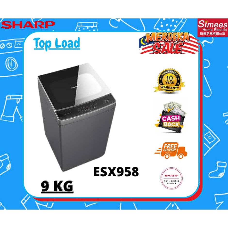 Sharp 9KG Fully Auto Top Load Washing Machine ESX-958 | Shopee Malaysia