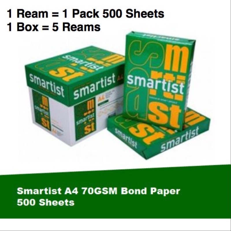 Smartist A4 Paper 70gsm 500 sheets/ream | Shopee Malaysia