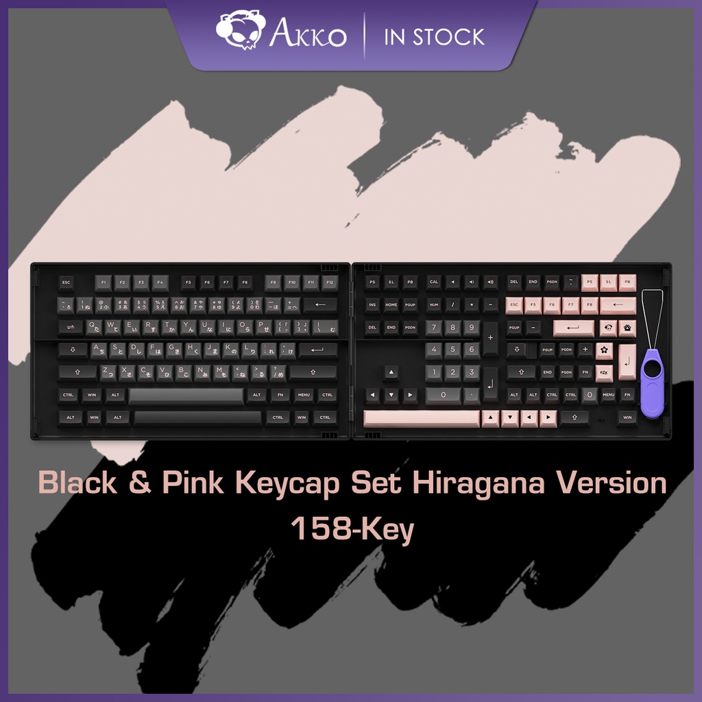 Akko Black & Pink Keycap Set Hiragana Version 158-key ASA Profile PBT ...