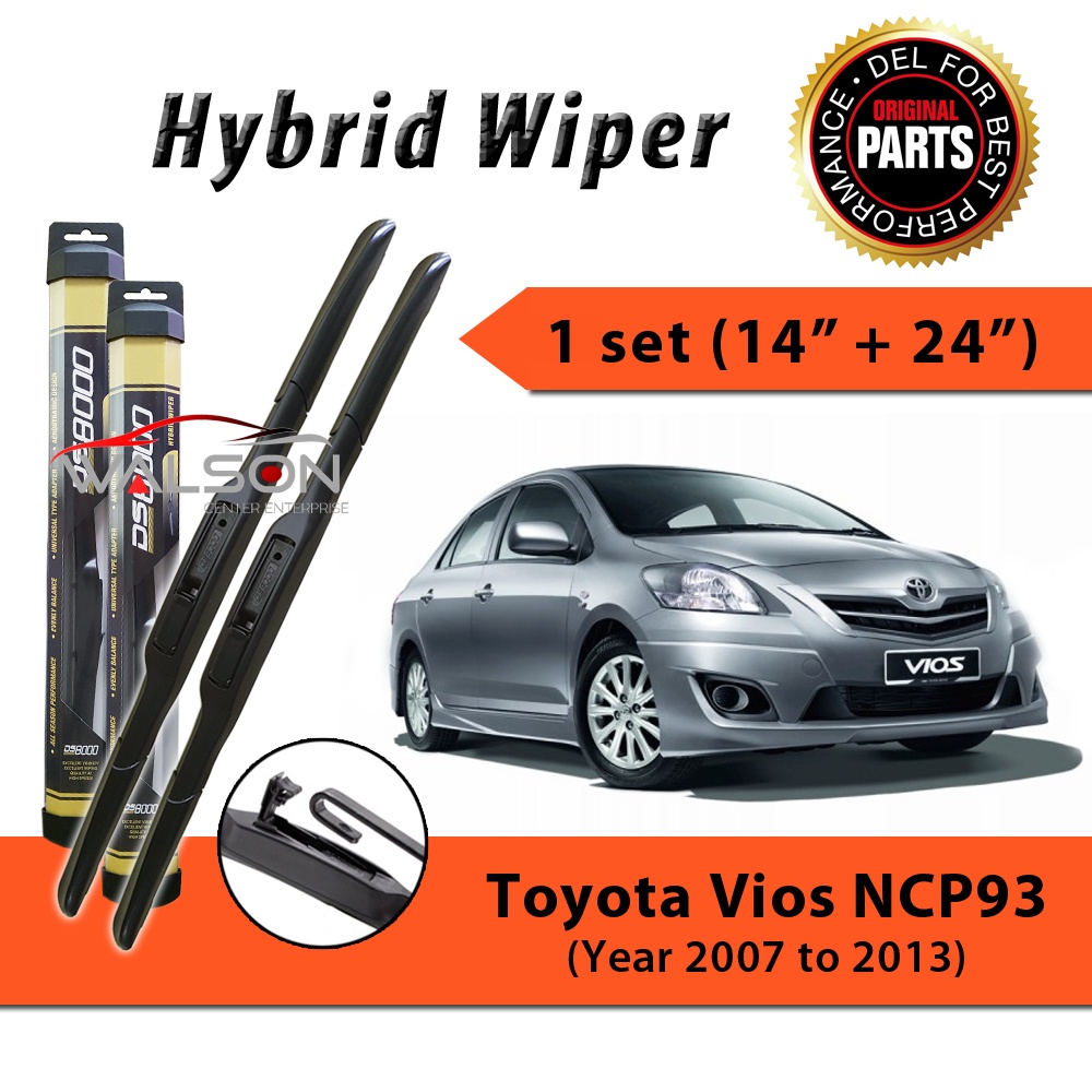 Hybrid Wiper Toyota Vios NCP93 2007 to 2013 14"+24" (1set) | Shopee Malaysia