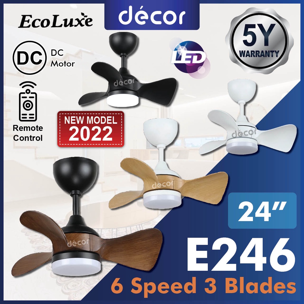 ECOLUXE Baby Fan 24" 6 Speed 3 Blades E246 DC MOTOR 3 Colour LED Light ...