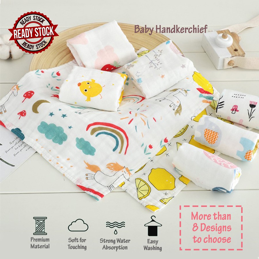 Baby Handkerchief 6 Layers Muslin Cotton Saliva Gauge Towel Strong ...