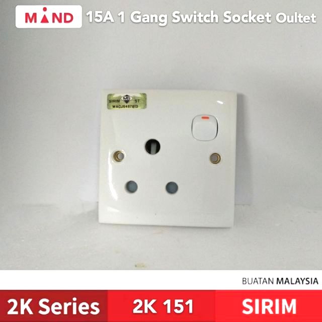 Switch Socket MIND 2K Series 15A 1 Gang Switch Socket Outlet | Shopee ...