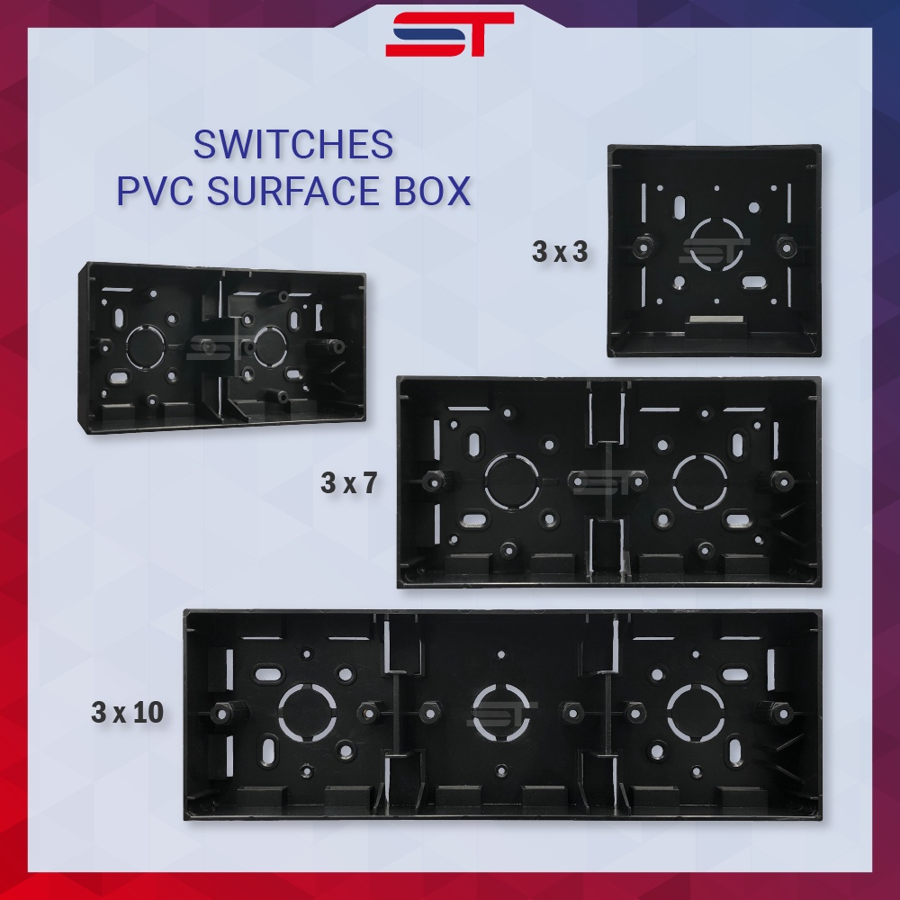 3x3 BLACK PVC BOX / PVC BASE / SWITCH WHITE BOX / JUNCTION BOX SINGLE ...