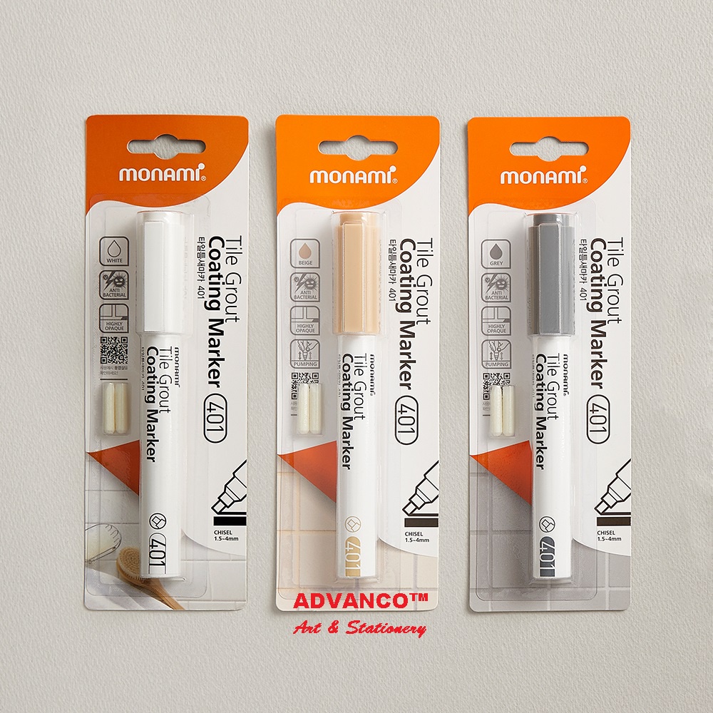 MONAMI TILE GROUT COATING MARKER 401 CHISEL (AVAILABLE IN 3 COLOURS ...