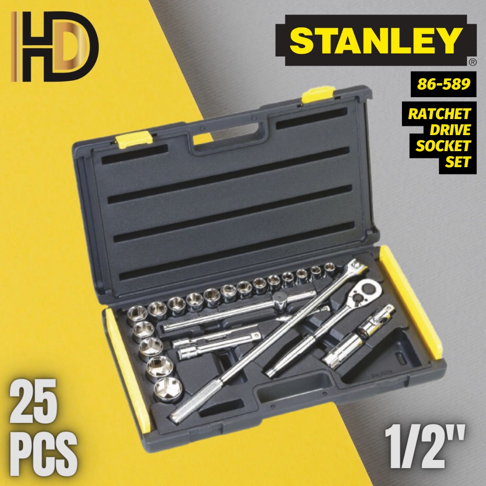 STANLEY 25 Pcs 1/2" Drive Socket Set / STANLEY Automotive Wrench Socket ...