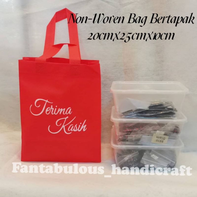 10pcs Beg Kain Bertapak Muat Bekas Nasi Tebal Goodies Bag with Handle n ...