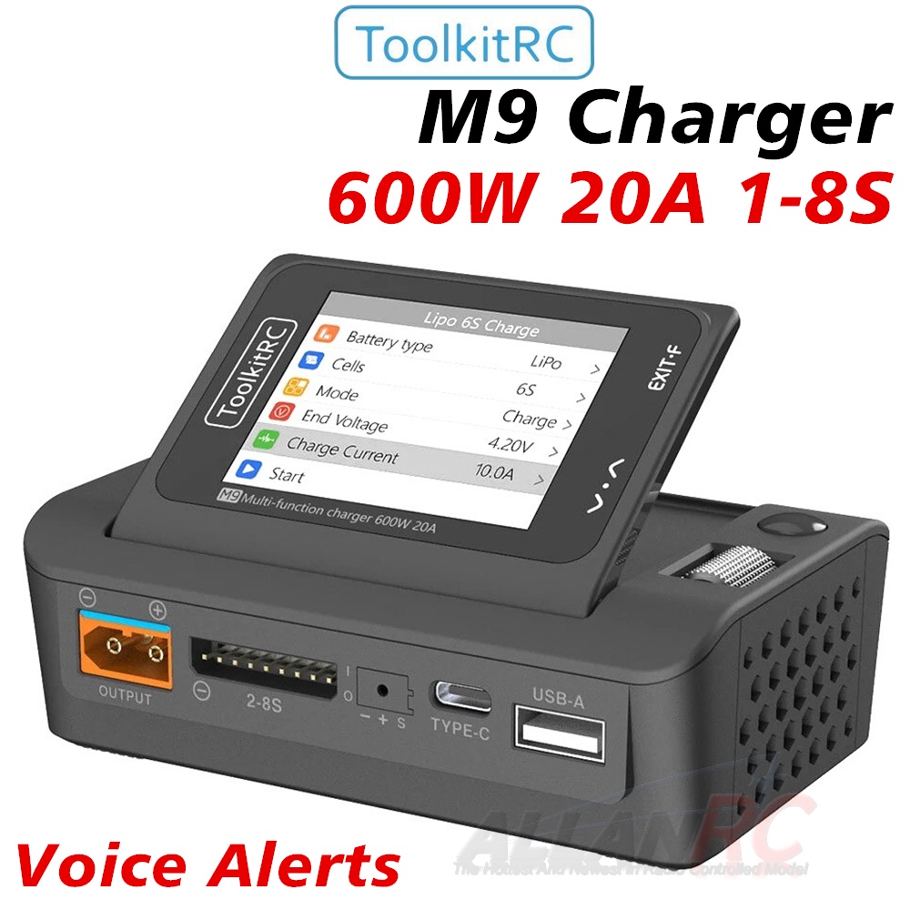 ToolkitRC M9 DC 600W 20A 1-8S Multi-Function Lipo Battery Smart Balance Charger,Discharger w ...