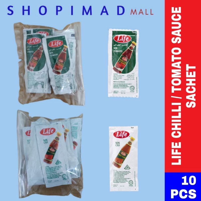 [10PCS] LIFE CHILLI SAUCE SACHET | SOS CILI | LIFE TOMATO SAUCE | SOS ...