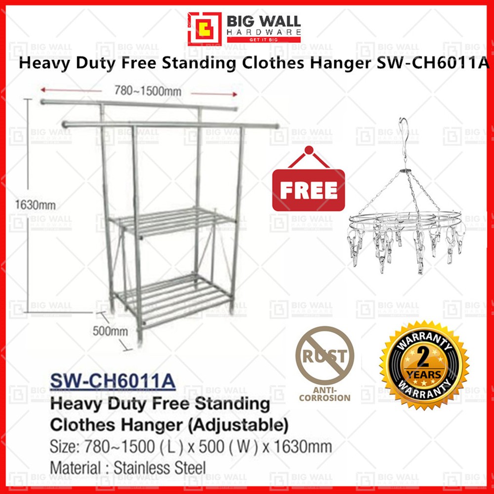 MST Heavy Duty Free Standing Stainless Steel Adjustable Outdoor Clothes ...