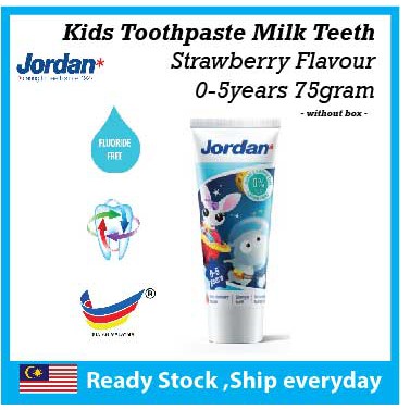 JORDAN KIDS TOOTHPASTE MILK TEETH 0-5 YEARS STRAWBERRY FLAVOUR | Shopee ...
