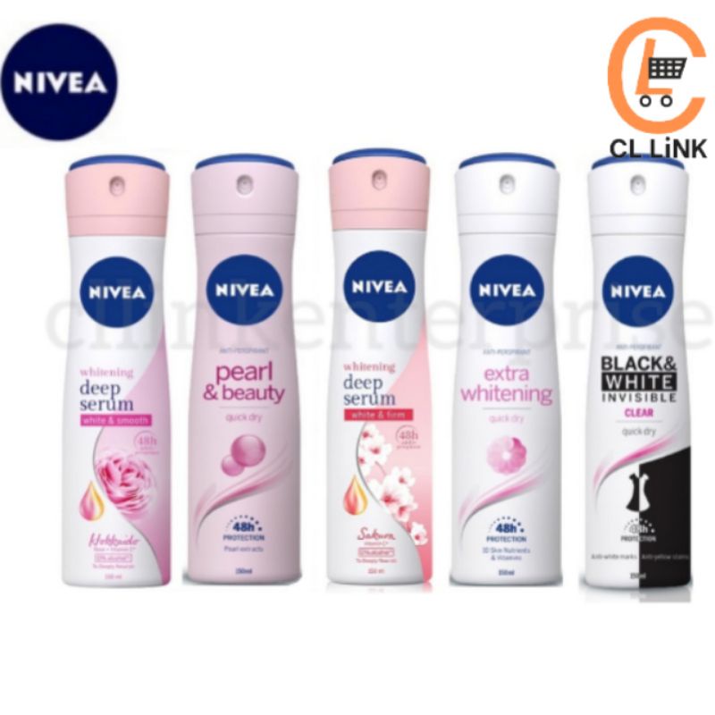 Nivea Deodorant Spray 150ml Black White Clear Extra White Pearl Beuty ...