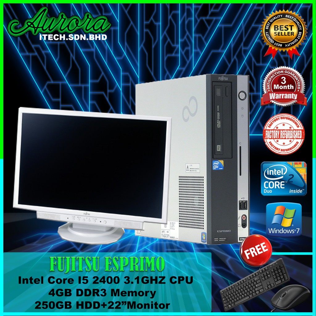 (Refurbished) SET FUJITSU ESPRIMO SFF PC,INTEL CORE I5 2400,3.1GHZ ,4 ...