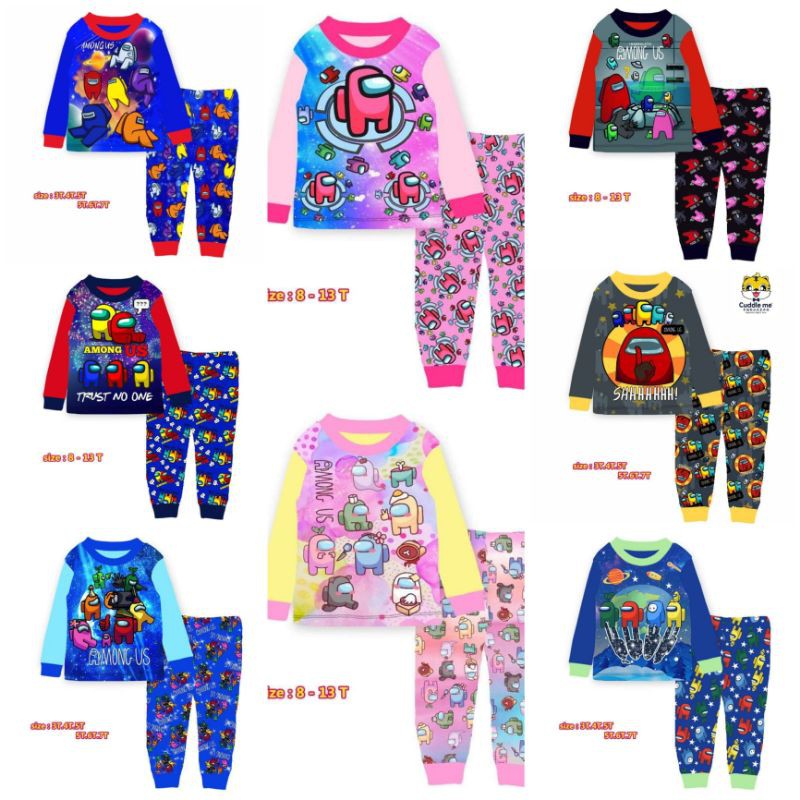 AMONG US PYJAMAS READYSTOCK SAIZ 3 TAHUN HINGGA 13TAHUN /PINK AMONG US ...