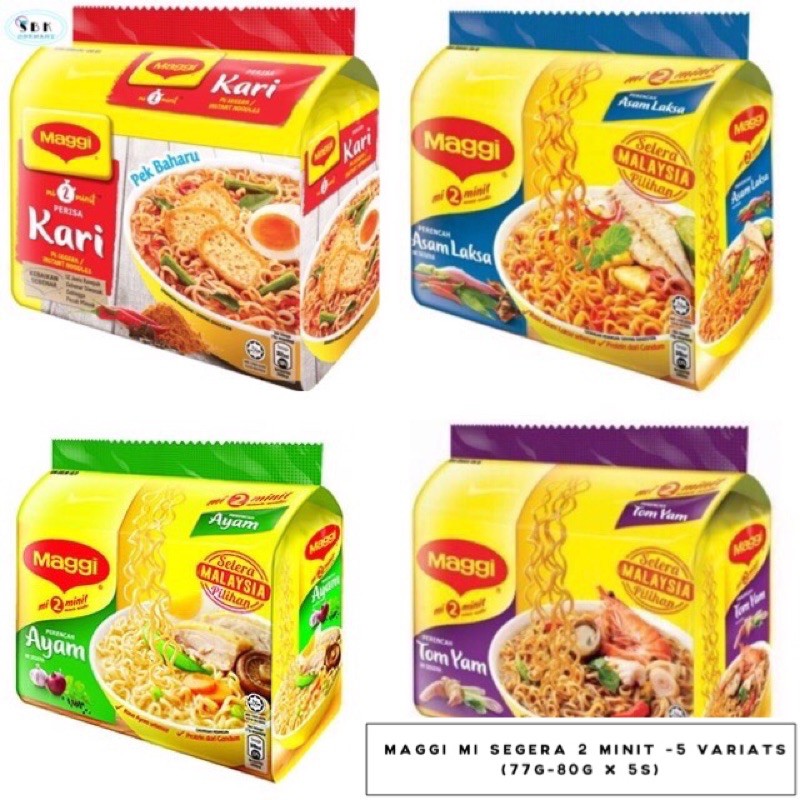 Maggi Mi Segera 2 Minit- 5 Variats （77G-80G x 5packs) | Shopee Malaysia